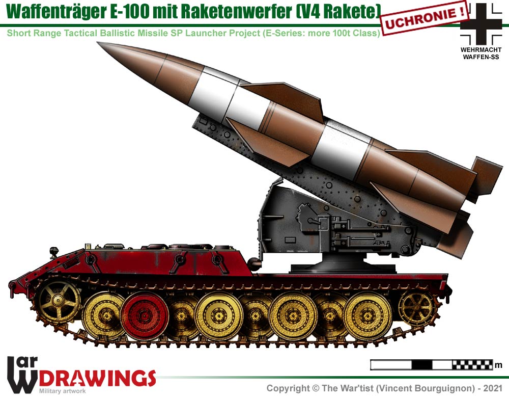 Waffenträger E-100 mit Raketenwerfer für V4 Rakete